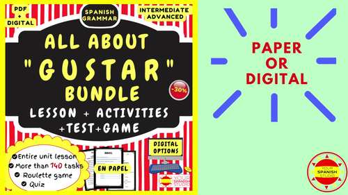 Spanish Gustar and similar verbs Bundle notes activities test Todo ...