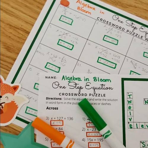 Thanksgiving One Step Equations // Math Crossword Puzzle by Algebra in ...