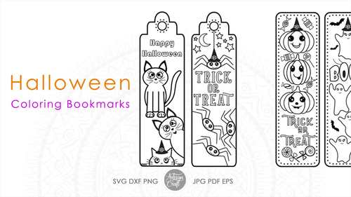 Halloween bookmarks for coloring by Artisan Craft | TPT