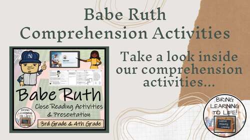 Babe Ruth Close Reading Passage & Comprehension Activities | 3rd–4th Grade