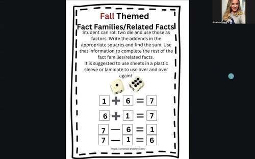 FALL Addition/Subtraction Fact Family Practice (ZERO PREP!) | TPT
