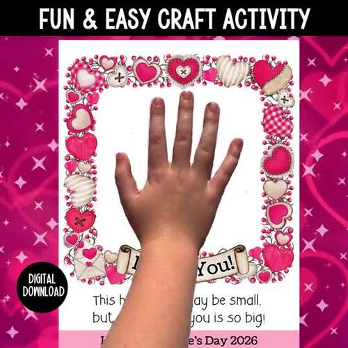 2026 Valentines Day Handprint Craft, Preschool Love Heart Hand Art ...