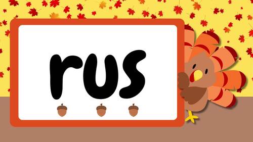 Kindergarten Thanksgiving Digital Nonsense CVC Words Flashcards | Blending