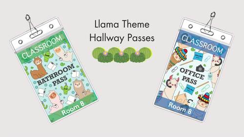 Llama Theme Hallway Passes by Daly by Dalys Print | TPT