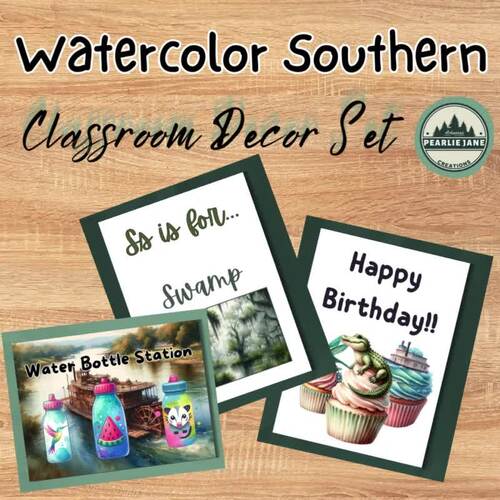 Southern United States Watercolor Classroom Decor Bundle | TPT
