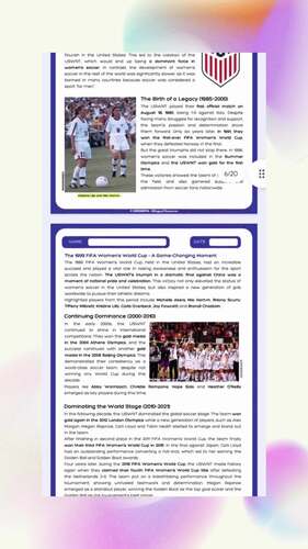 History of the USWNT | Women in Sports READING COMPREHENSION | Women's ...