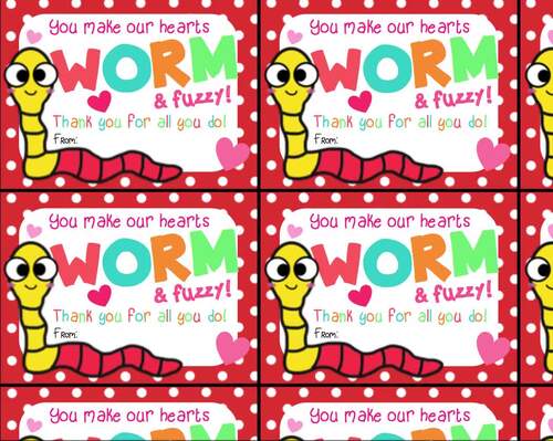 Gummy Worms Teacher (Staff) Appreciation Gift Tag- You make my (our ...