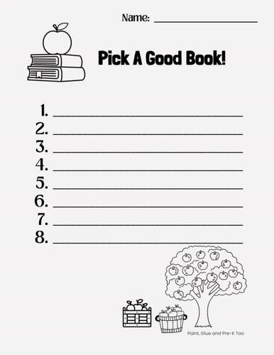 Reading Log for Preschool, Kindergarten and 1st Grade | TPT