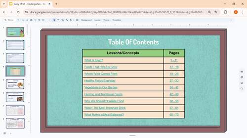 Google Slides Lessons - Alberta Health - Kindergarten - Healthy Eating Unit