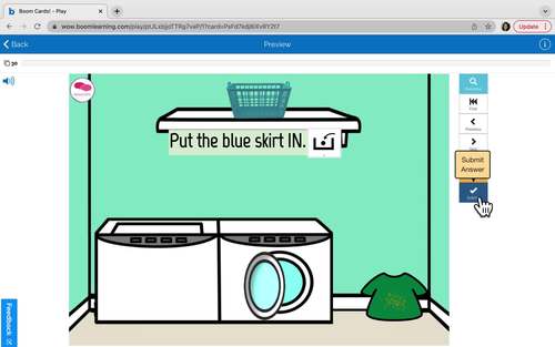 All Done + IN: Laundry Core Word Activity + Following Directions BOOM CARD