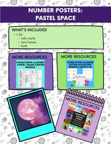 Pastel Space Themed Number Posters Tally Marks and Tens Frames by Ms ...