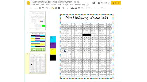 Multiplying Decimals Color by Number Emoji Activity for Distance Learning