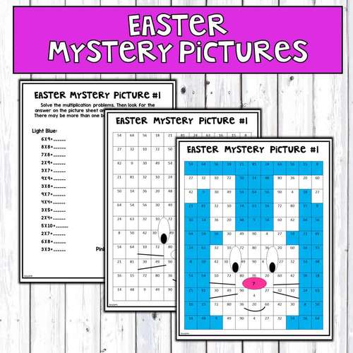 Easter Multiplication Mystery Pictures | Color By Number by Joyful 4th
