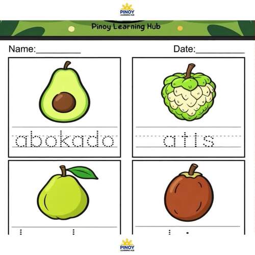 Tagalog Mga Prutas Worksheets | Filipino Fruits Tracing PDF Preschool