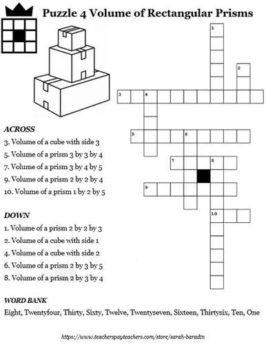 Math Geometry Unit 5 Crossword Grade 6 with word Bank Pack 4 by Sarah ...