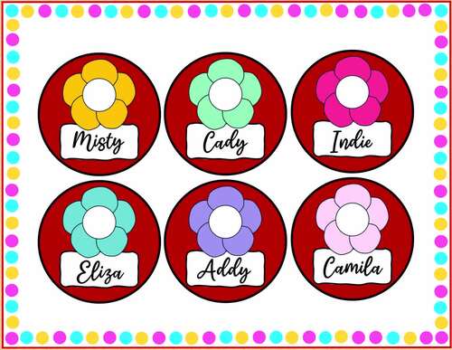 Printable Bright Colors Floral Student Name Tags, Colorful Student Name ...