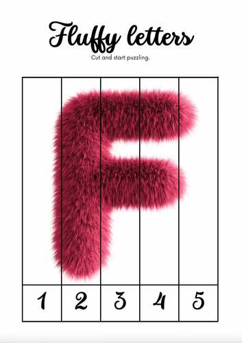Fluffy letters number puzzle, alphabet printable worksheet, literacy ...