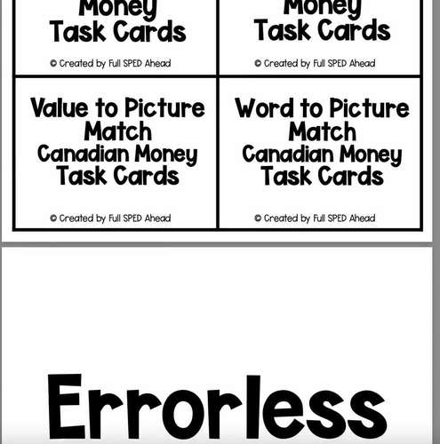 Identifying Canadian Dollars Task Cards for Special Education | TPT
