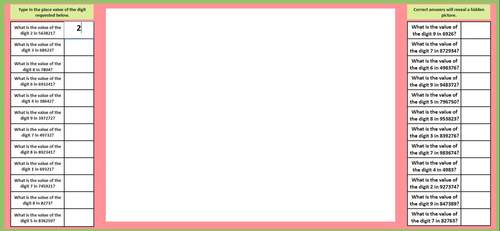 Digital Pixel Art NO PREP - Present Gnomes Place Value Google Sheets