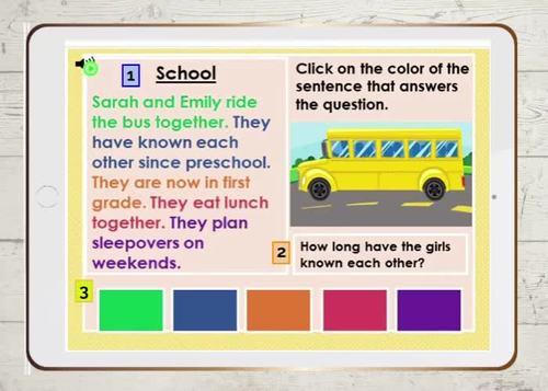 Reading Comprehension School Days (Boom Cards) by Living and Loving Primary