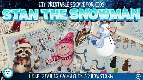 Stan the Snowman Printable Escape Room, Printable Christmas Escape for Kids