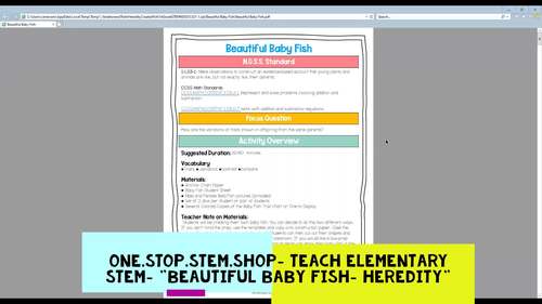 Variation and Traits: Heredity "Create A Fish" 1st Grade STEM NGSS 1-LS3-1
