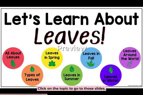 Leaves Science Unit with Digital Slideshow and Printable Activities