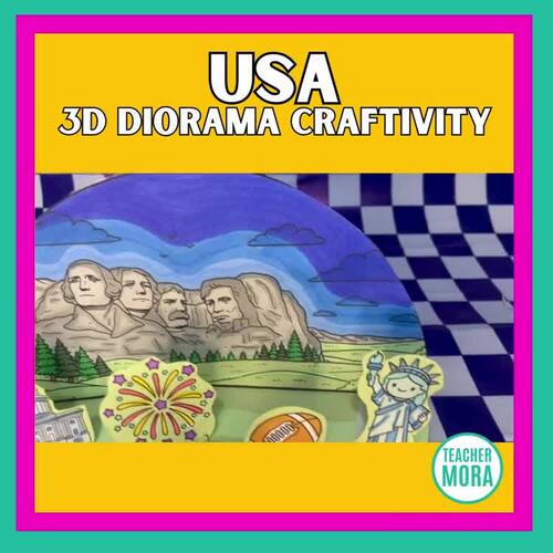 USA 3D Diorama Craft + Worksheets | American Symbols | Fourth of July ...