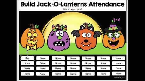 Build Jack-O-Lanterns - Editable Digital Attendance PowerPoint Presentation