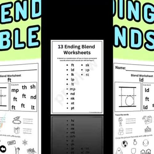 Ending Blend Worksheets for Early Learners by Preschool Garage | TPT