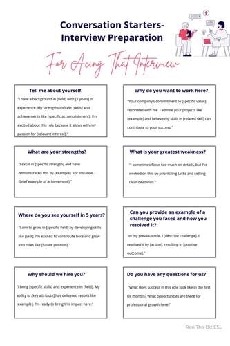 Top Interview Questions & Answers: Conversation Activity for Business ...