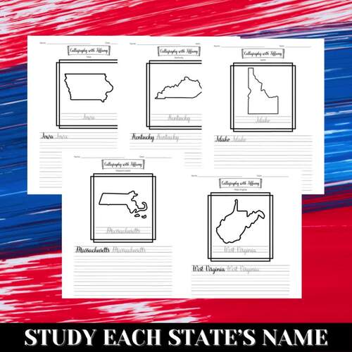 USA 50 STATES NAMES | United States Map | Fun Cursive Writing Practice ...