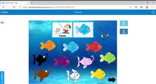 Catching Colored Fishes for Colors & Expanding Word Utterances BOOM cards