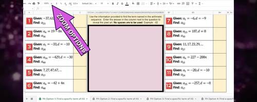 PIXEL ART: Arithmetic Sequences: Find a specific term DISTANCE LEARNING