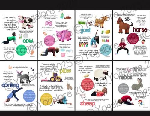 Farm Animal Fact Posters + Yoga Pose Cards | Science + Movement by Yogalore