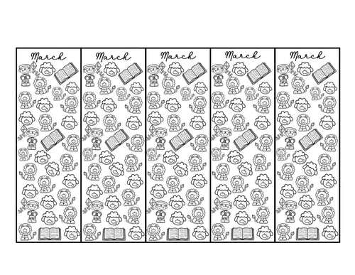 March Reading Log, Coloring Monthly Reading Logs, March Coloring Bookmarks