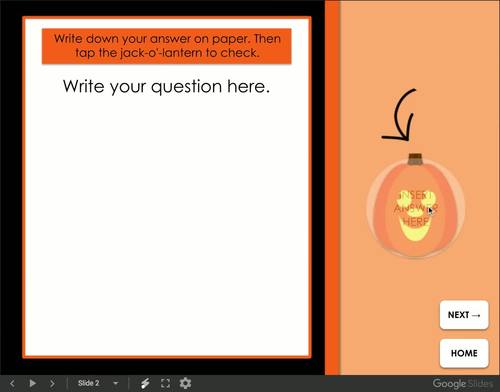 Google Slides PPT Game Template | Editable Self-Checking | Jack-O'-Lanterns