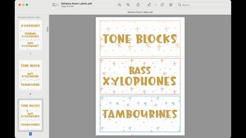 Music Room Labels | Rainbow Music Room Decor by musicpluscoffee | TPT