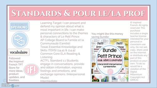 French The Little Prince Interpersonal Conversation Performance Task No ...