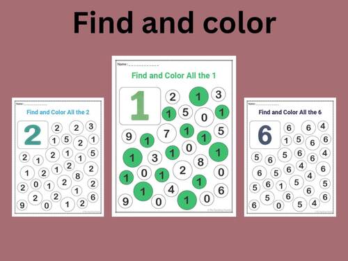 Find and Color Number Worksheets for Kids | Number Recognition Practice ...