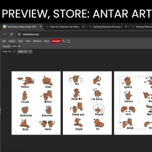Sign Language Hand Signals Clip Art, ASL Editable Posters ,Classroom ...