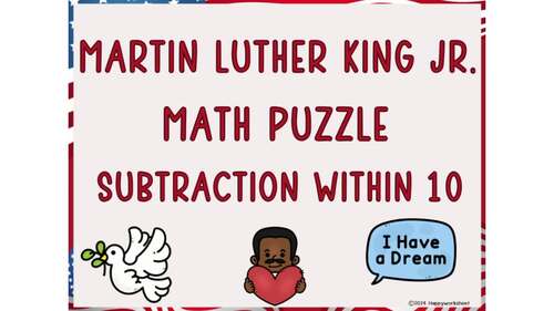 Martin Luther King Jr. Subtraction Within 10 | Drag and Drop Math Puzzle