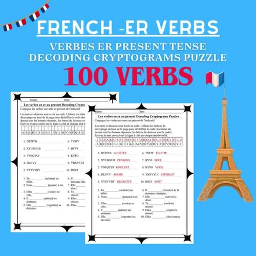 French ER Verbs Verbes ER Present Tense Dcoding Cryptograms Puzzles