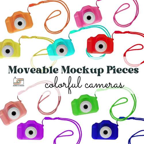 Colorful Camera Mockup Movable Images | Transparent Background PNG files