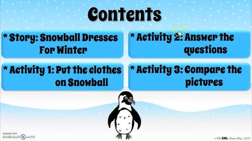 ESL Winter Clothes Vocabulary Story & Activities PowerPoint Show