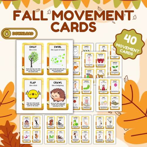 Fall Movement Cards for Kids | Fall Outdoor Activities | Preschool ...