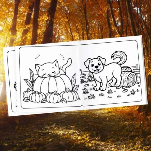 Cozy Autumn Farm Coloring Book | Bold & Easy Fall Coloring Pages Gift ...