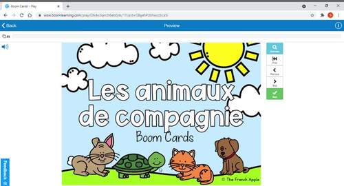 French Pets Vocabulary Boom Cards (Les animaux de compagnie) | TpT