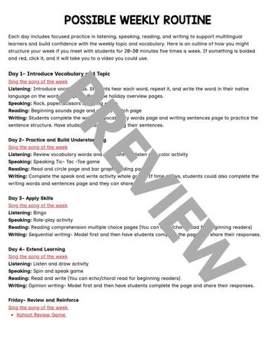 Newcomer ELL Holidays Unit -- Low Prep, 4 Domains, Various Holidays ...