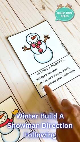 Winter Build A Snowman Following Directions Activity by Talking Mama Bears